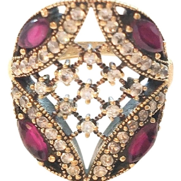 Jewelry | Ruby Topaz Sterling Silver Bronzed Ring 75 | Poshmark
